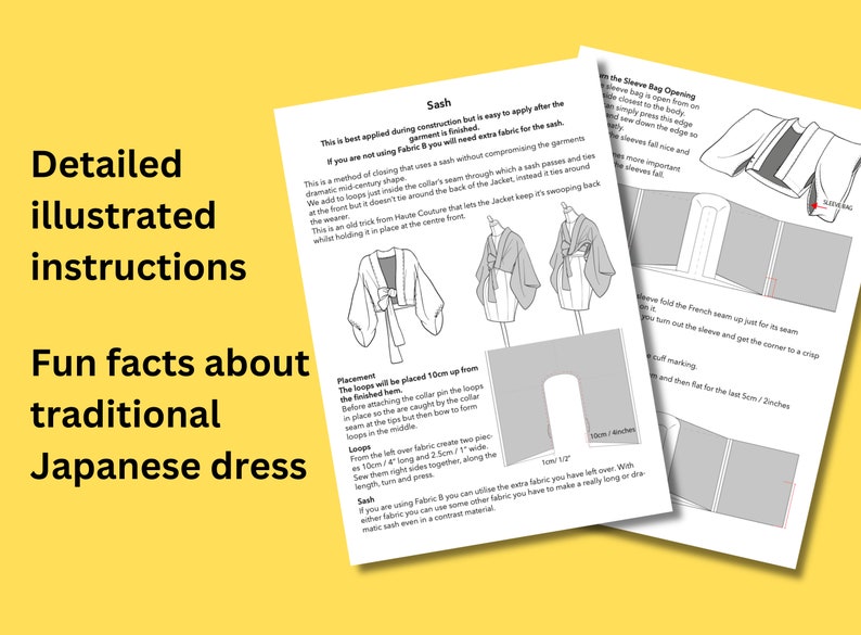 Paperless DIY Kimono Jacket Pattern Easy to Sew With Just 1 Metre of Fabric - Etsy