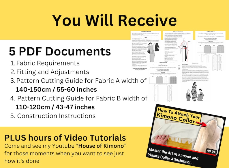 Paperless DIY Fully Lined Kimono Pattern - Easy to Sew With Western ...