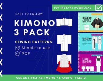Paperless DIY Kimono Yukata Pattern Easy to Sew With Western Fabrics - Etsy