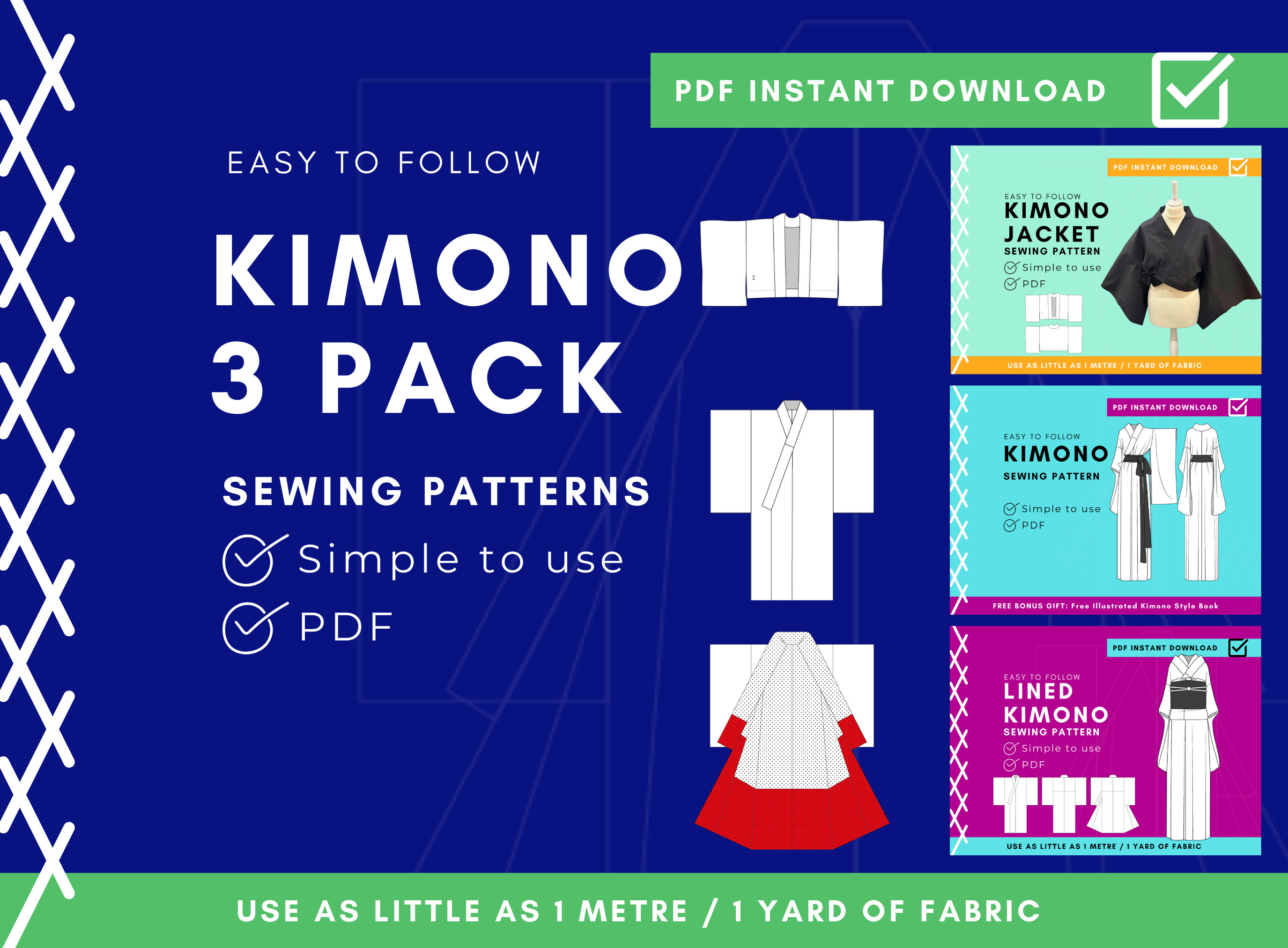 B6698 Sewing Pattern Kimono B6176