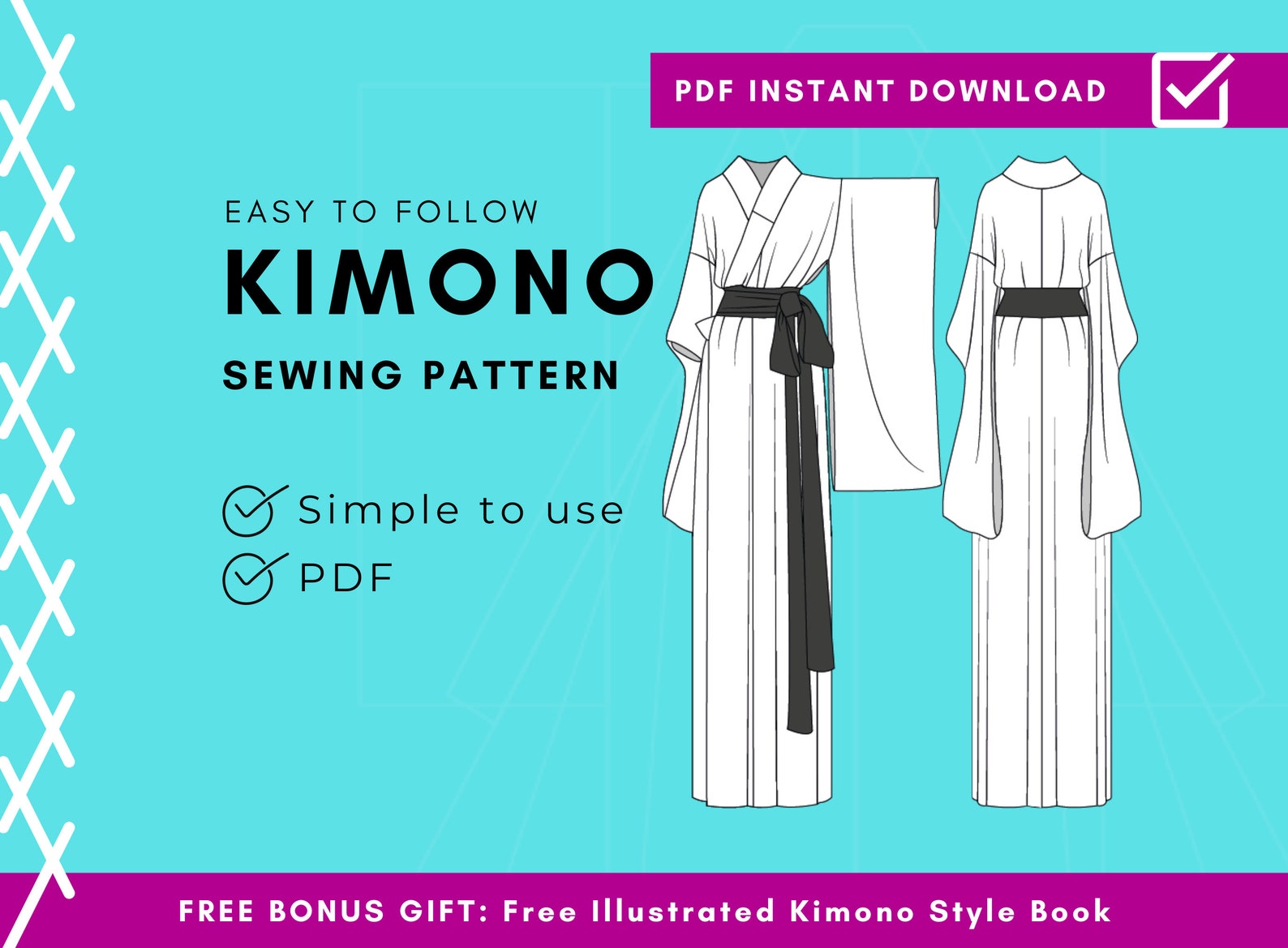 Paperless DIY Kimono Yukata Pattern - Easy to Sew With Western Fabrics ...