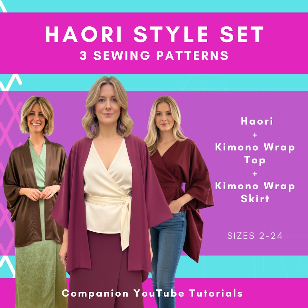 Kimono Skirt Suit Sewing Pattern: Haori Jacket Pattern, Wrap Top ...