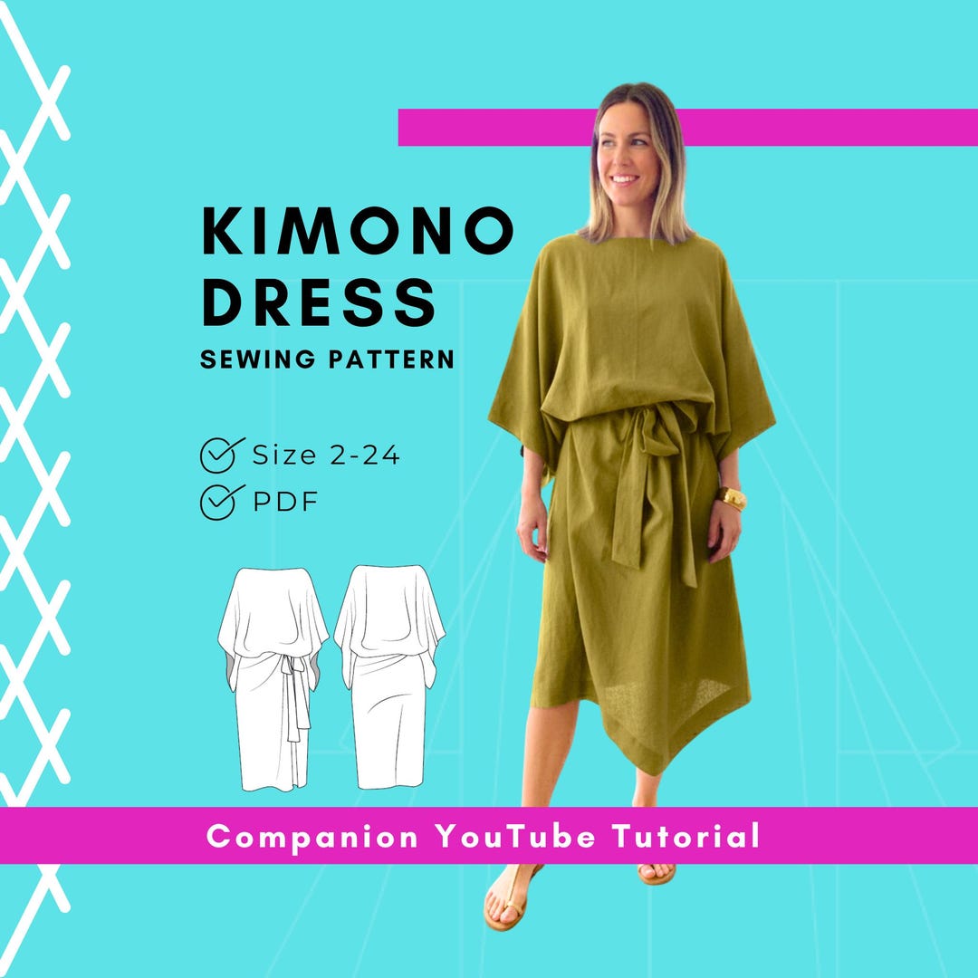 Paperless DIY Kimono Dress - Easy to Sew in Just 30 Minutes - Beginner ...