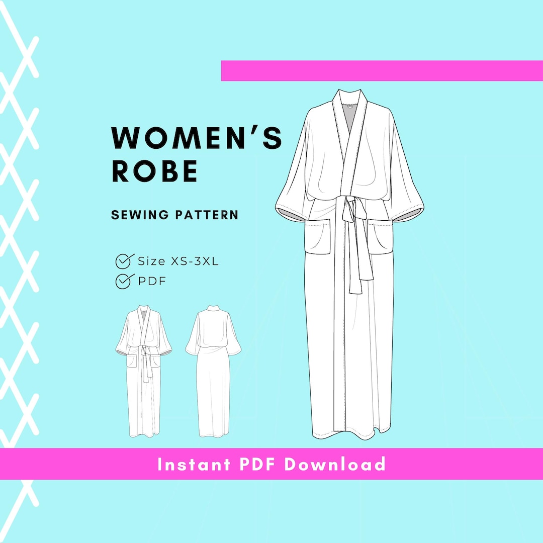 Dressing Gown Pattern PDF | Women's Robe Sewing Pattern XS-3XL | Easy ...