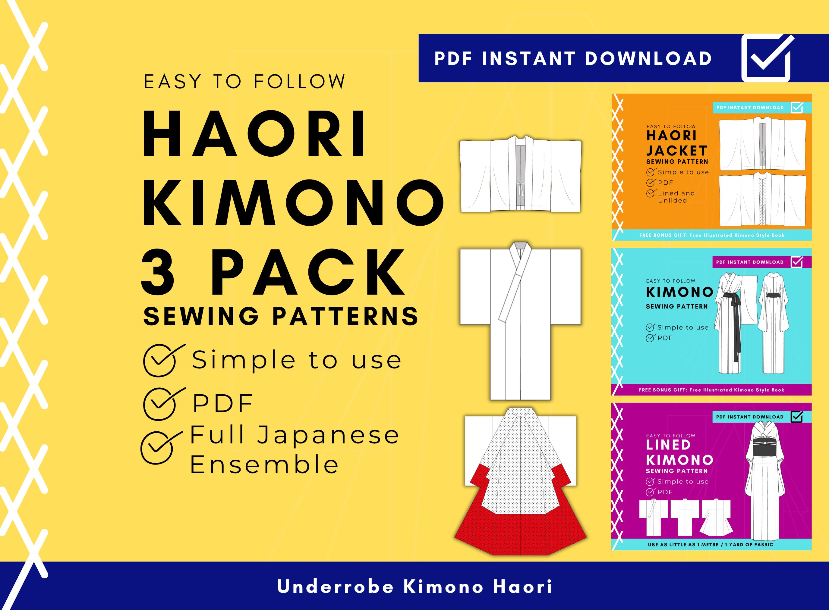 Paperless Kimono Sewing Pattern 3-pack: Haori Jacket, Yukata, Lined Kimono (PDF Download) - Etsy
