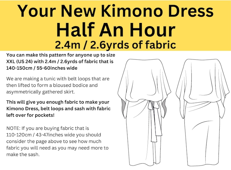 Paperless DIY Kimono Dress - Easy to Sew in Just 30 Minutes - Beginner ...