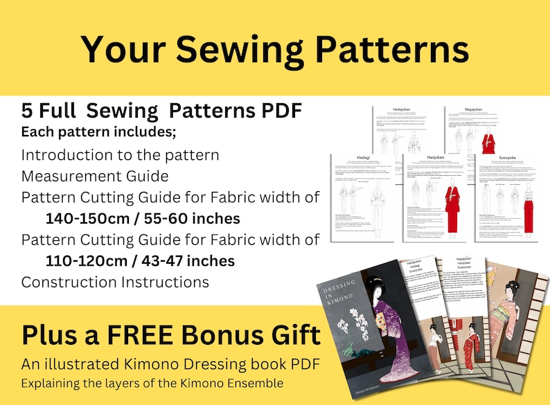Paperless DIY Kimono Kimono Sewing Pattern 8 Pack - Complete Kimono ...