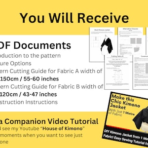 Paperless DIY Kimono Jacket Pattern - Easy to Sew With Just 1 Metre of ...