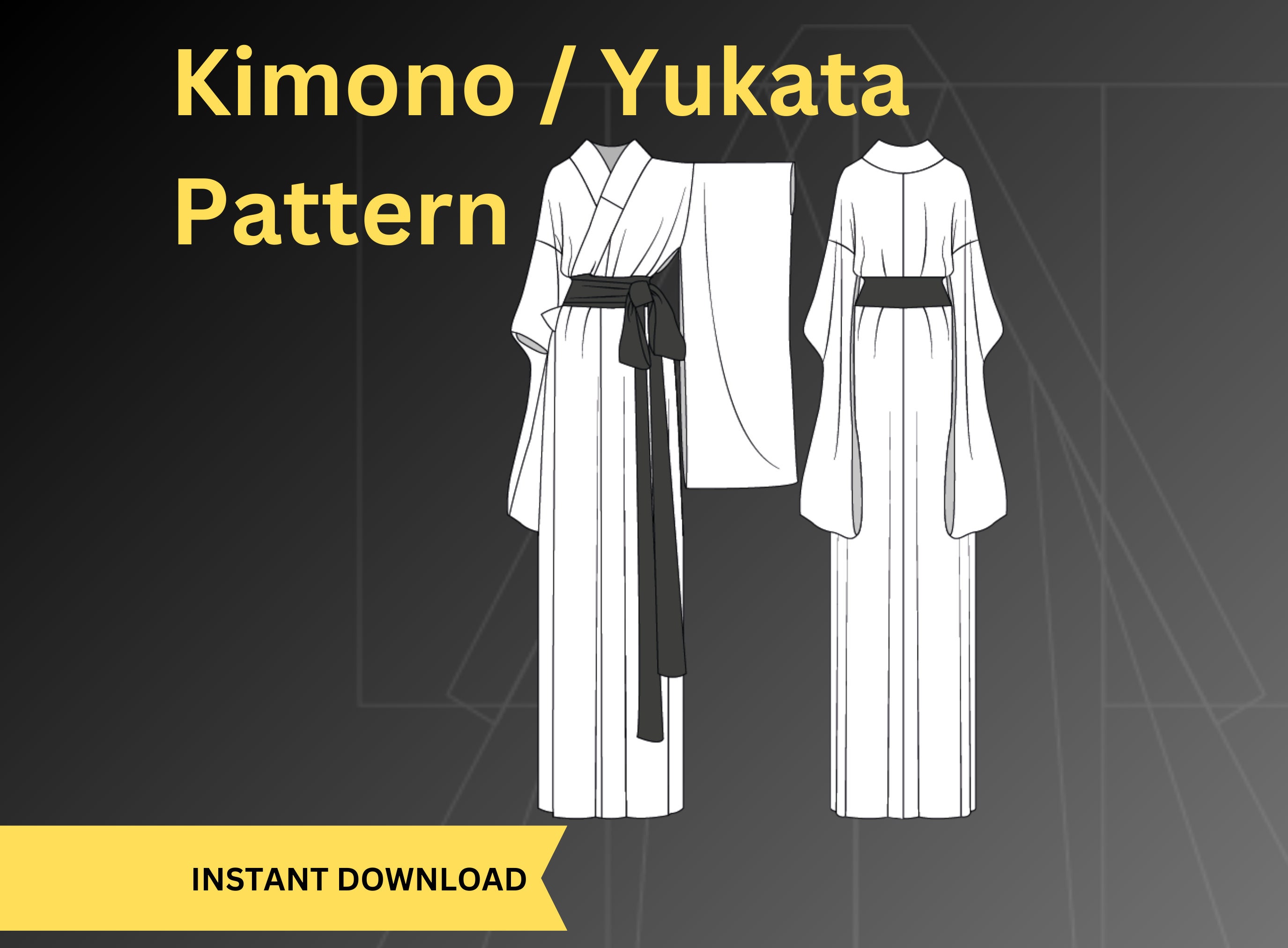 Paperless DIY Kimono Yukata Pattern Easy to Sew With Western - Etsy ...