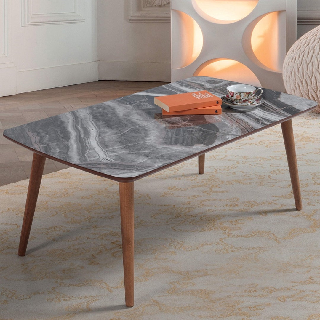 Modern Marble Design Coffee Table, Black Coffee Table, Mid Century ...