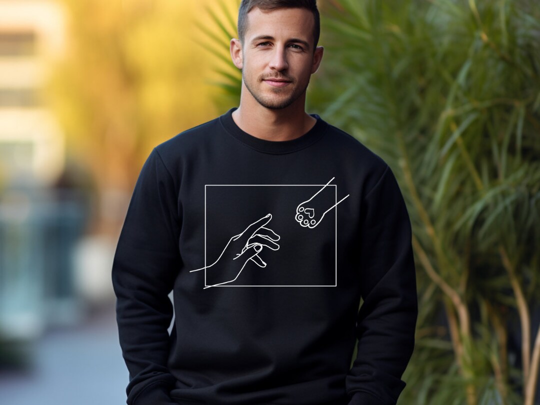 Creation of Adam and Cat Sweatshirt, Funny Cat Paw Sweatshirt, Unisex ...