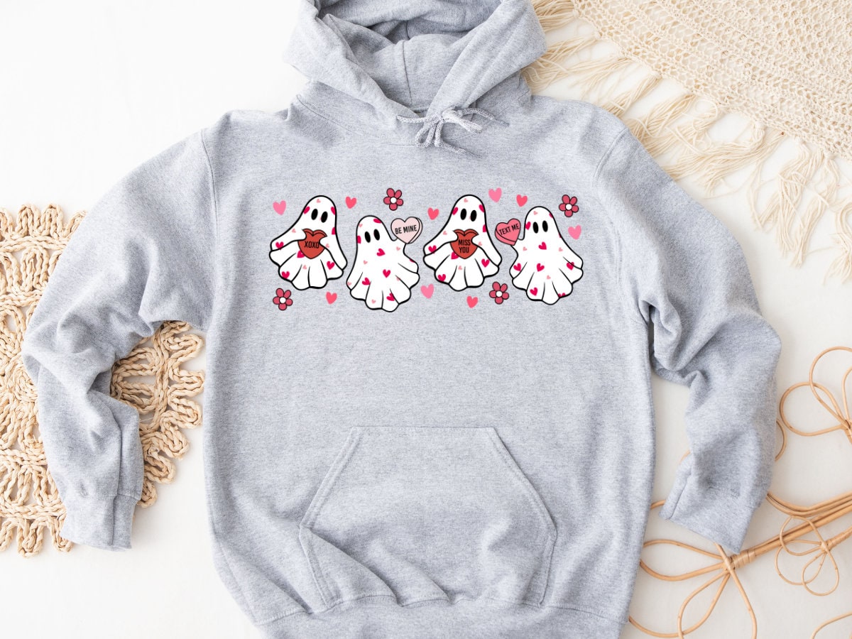 Valentines Day Ghost Hoodie, Funny Be My Boo Valentines Day Hoodie, Be ...