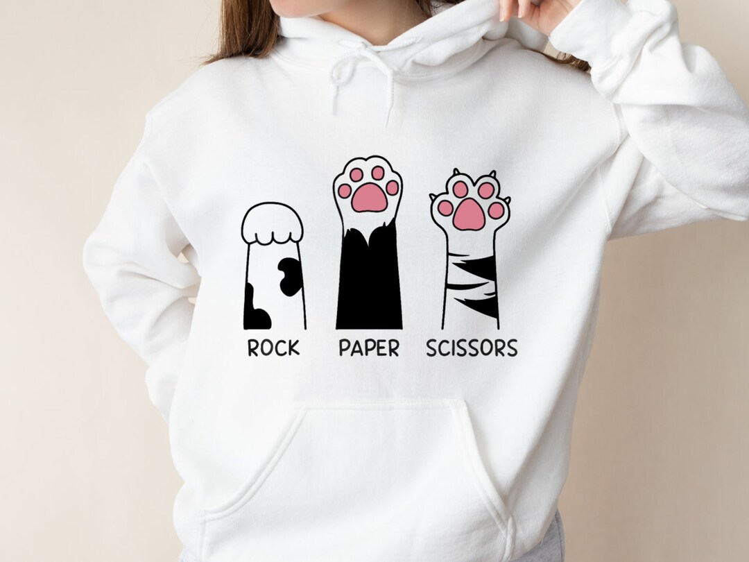 Rock Paper Scissors Cat Paws Hoodie, Cat Lover Hoodie, Cat Mom Hoodie ...