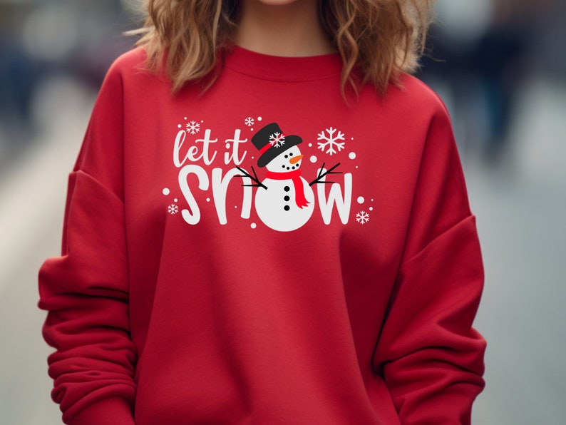 Let It Snow Sweatshirt, Snowman Winter Sweatshirt, Winter Sweatshirt ...