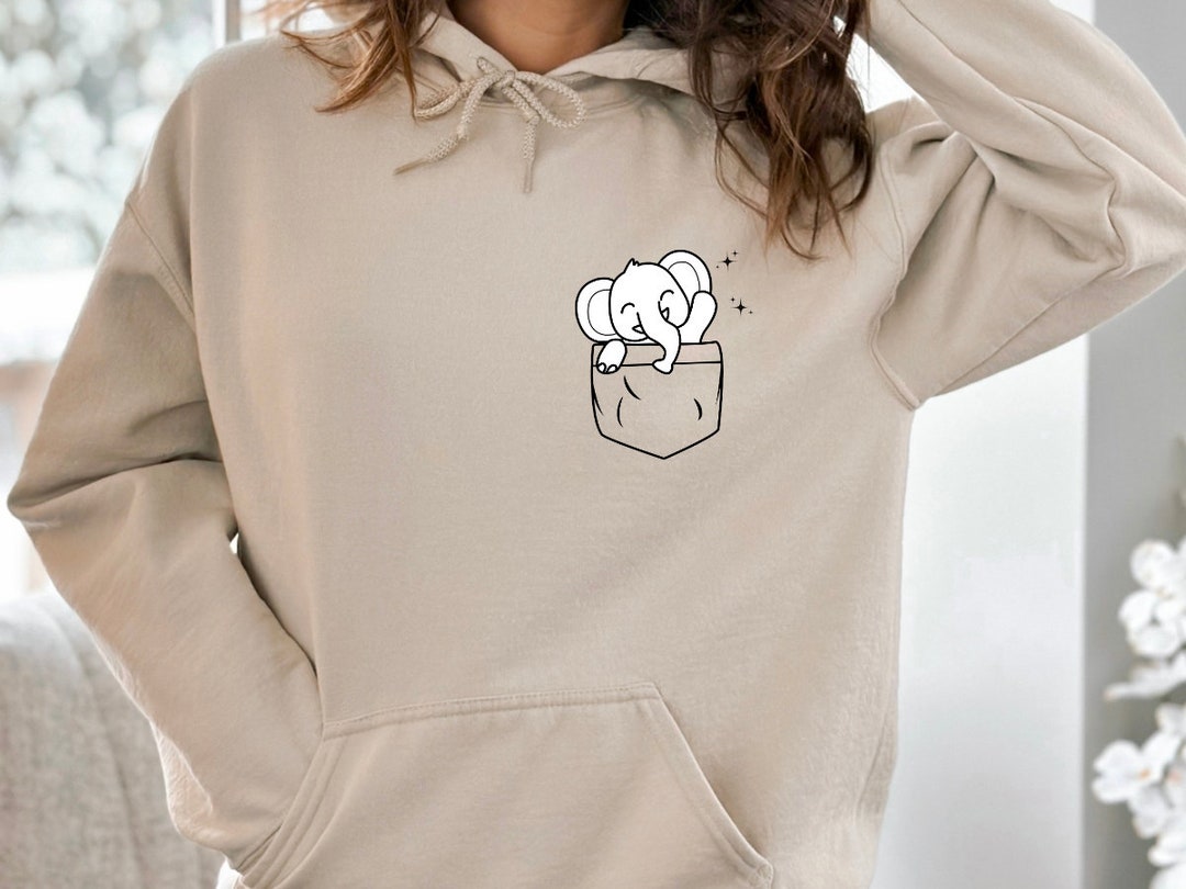 Cute Elephant Pocket Hoodie, Unisex Funny Hoodie, Funny Elephant Hoodie ...