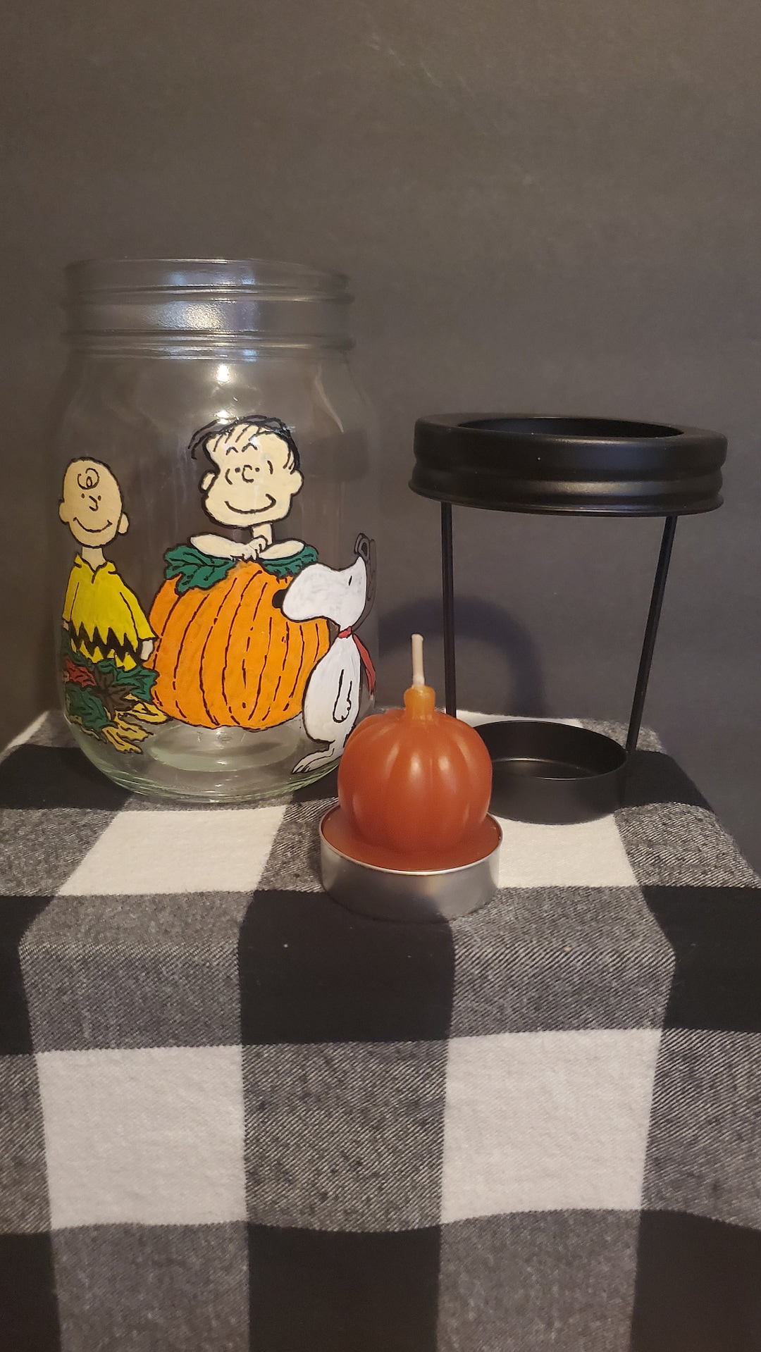 Hand Painted Peanuts, Charlie Brown, Snoopy, Linus, Great Pumpkin, Jar ...
