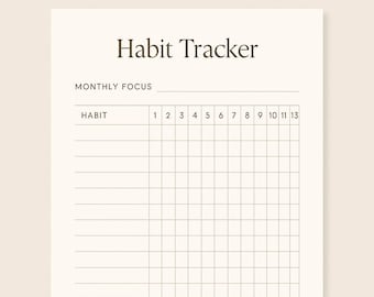Printable Habit Tracker PDF • Minimalist Routine & Goal Tracker • 31 ...