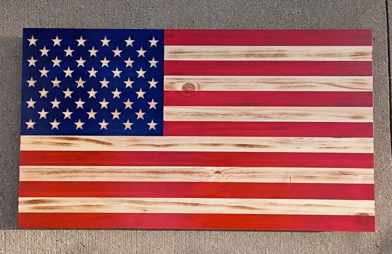 Rustic Burnt Pine American Flag Wood Sign – Patriotic Wall Decor - Etsy