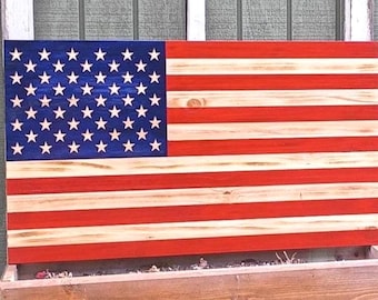 Rustic Burnt Pine American Flag Wood Sign – Patriotic Wall Decor - Etsy