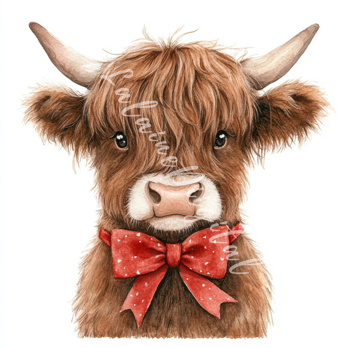 Baby Highland Cow, Watercolor Clipart, Commercial Use, High Resolution ...