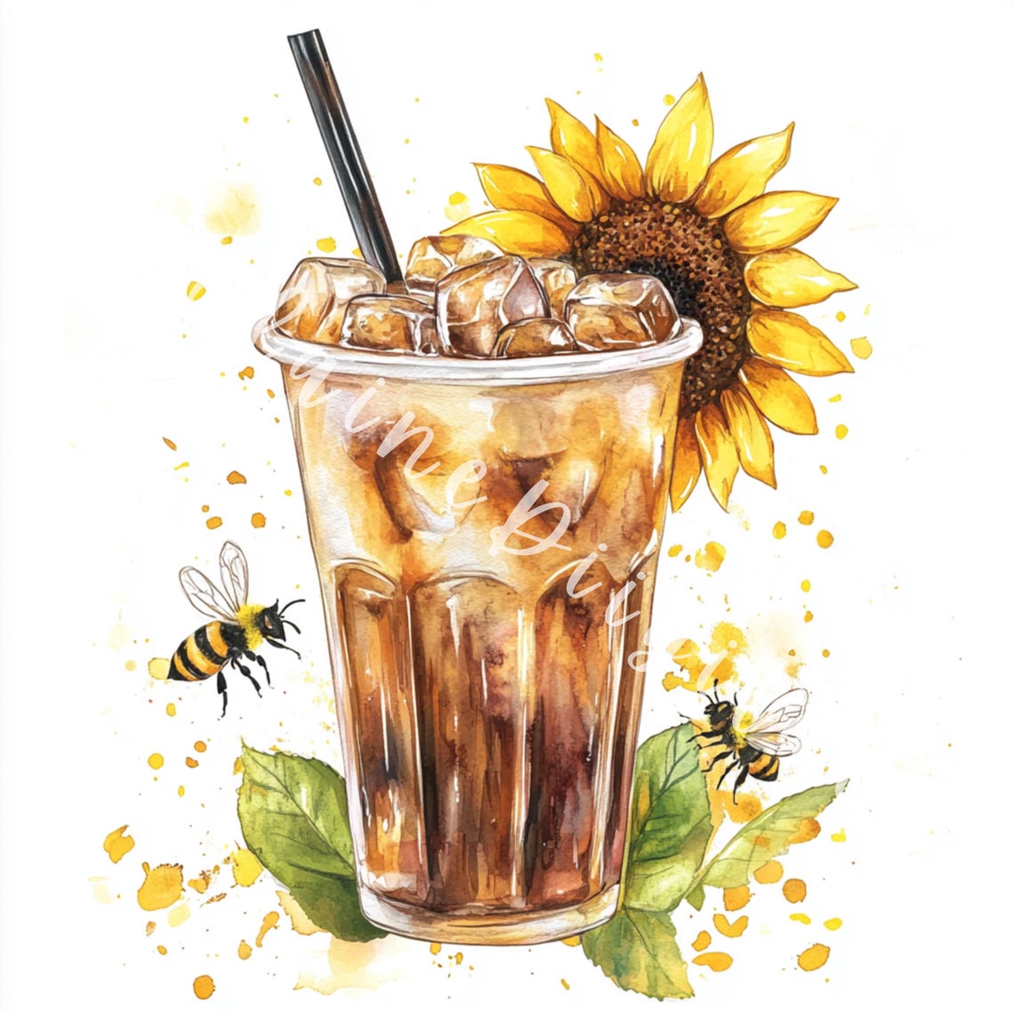 Coffee Bee Clipart, Whimsical Honey Bee, High Quality, 300 DPI, Clip ...