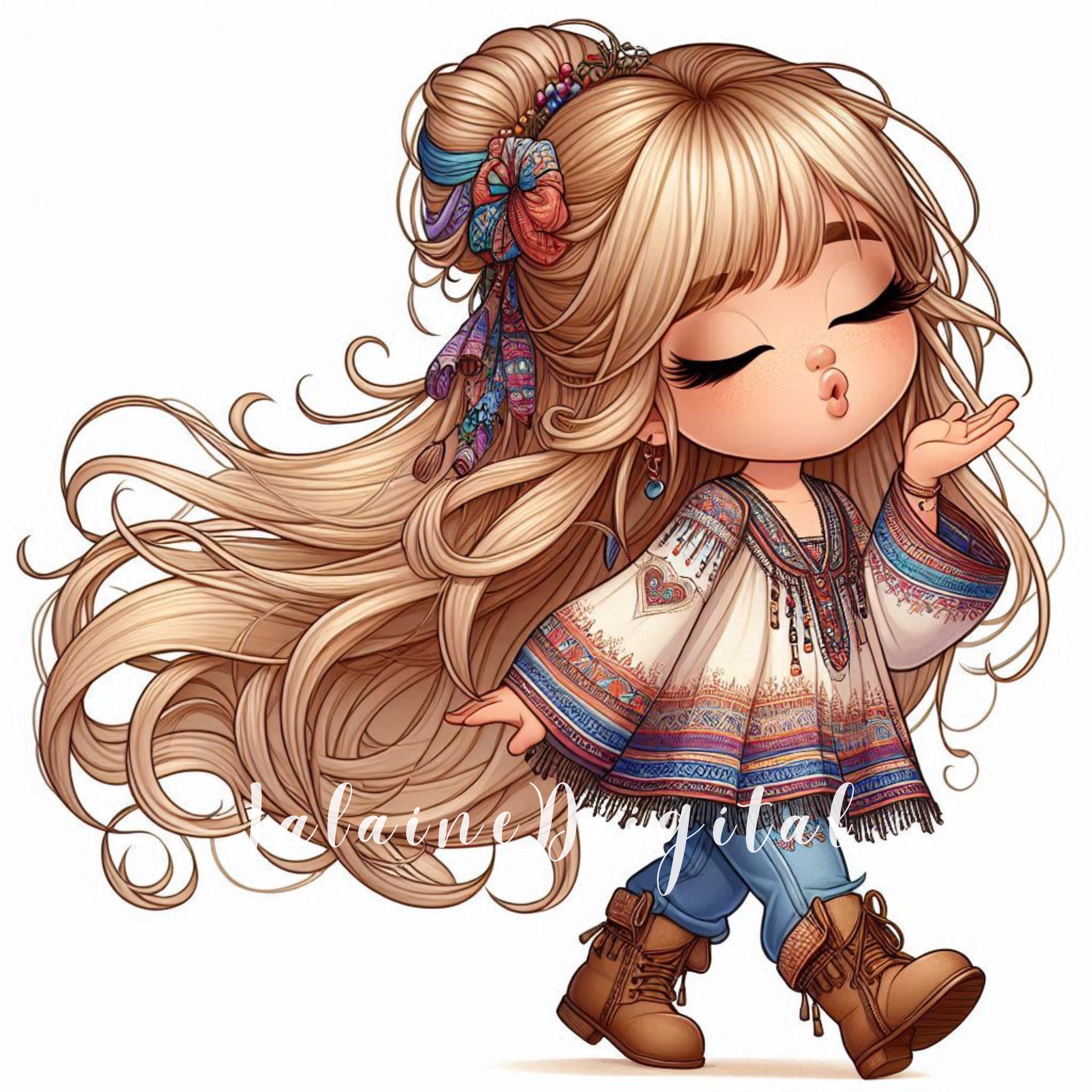 Little Girl, Clipart, Digital Download, Child Illustration, Wall Art ...