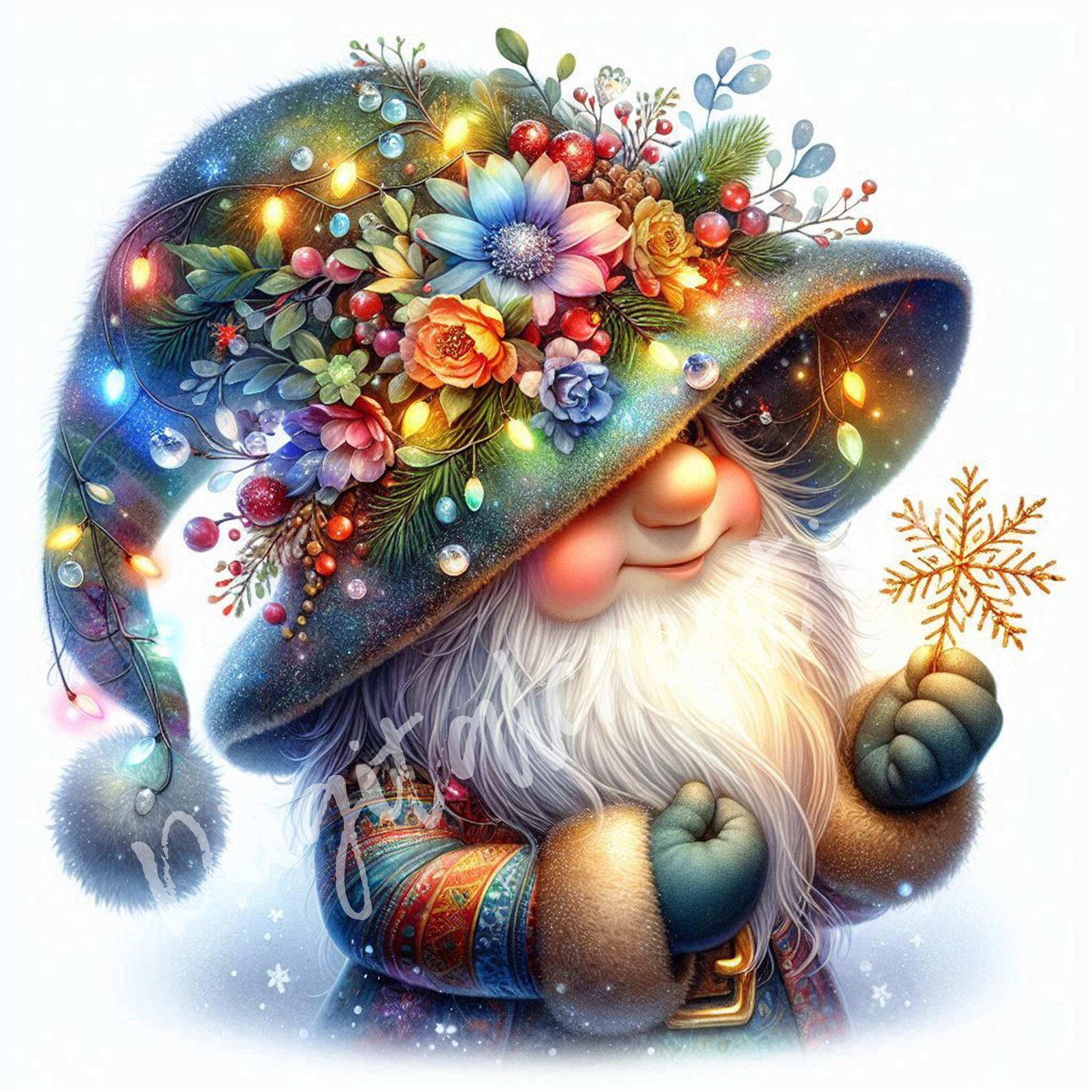 Vibrant Rainbow Gnome Christmas Clipart 10 High Quality 300 DPI Jpegs ...