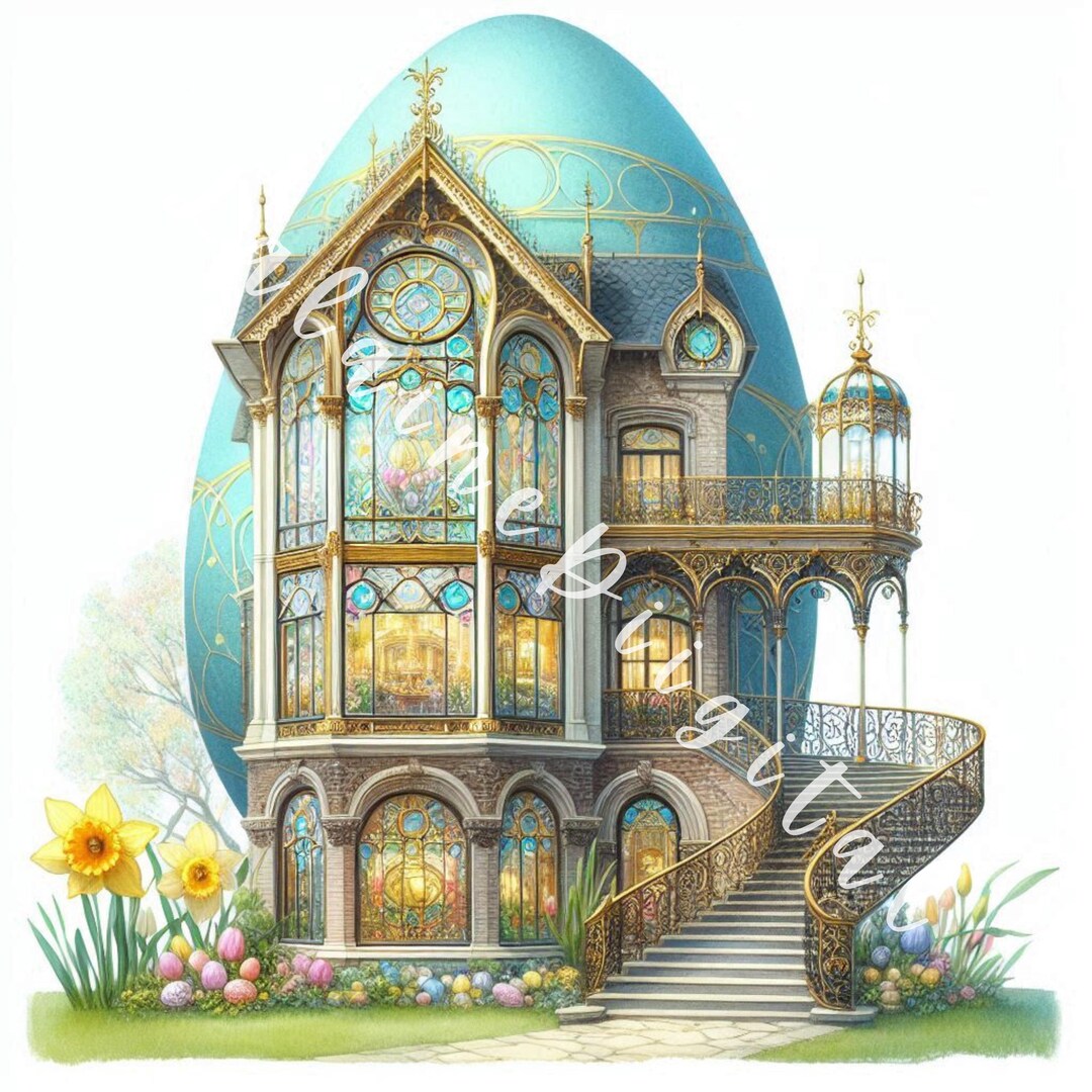 Easter Mansion Egg Clipart, Bunny Mansion, High Resolution, Jpegs, 300 ...
