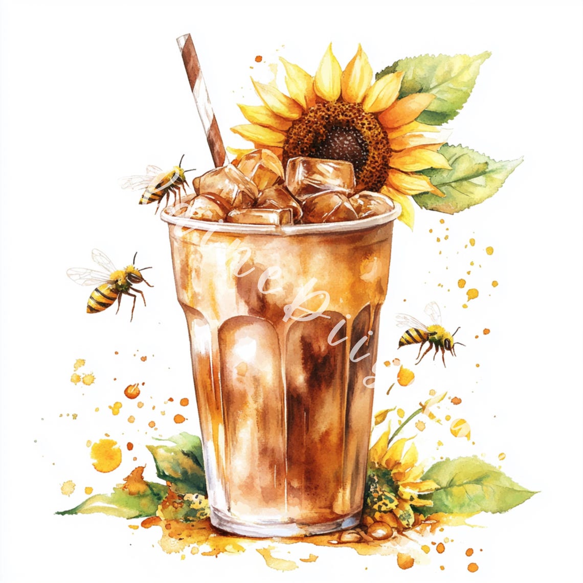 Coffee Bee Clipart, Whimsical Honey Bee, High Quality, 300 DPI, Clip ...