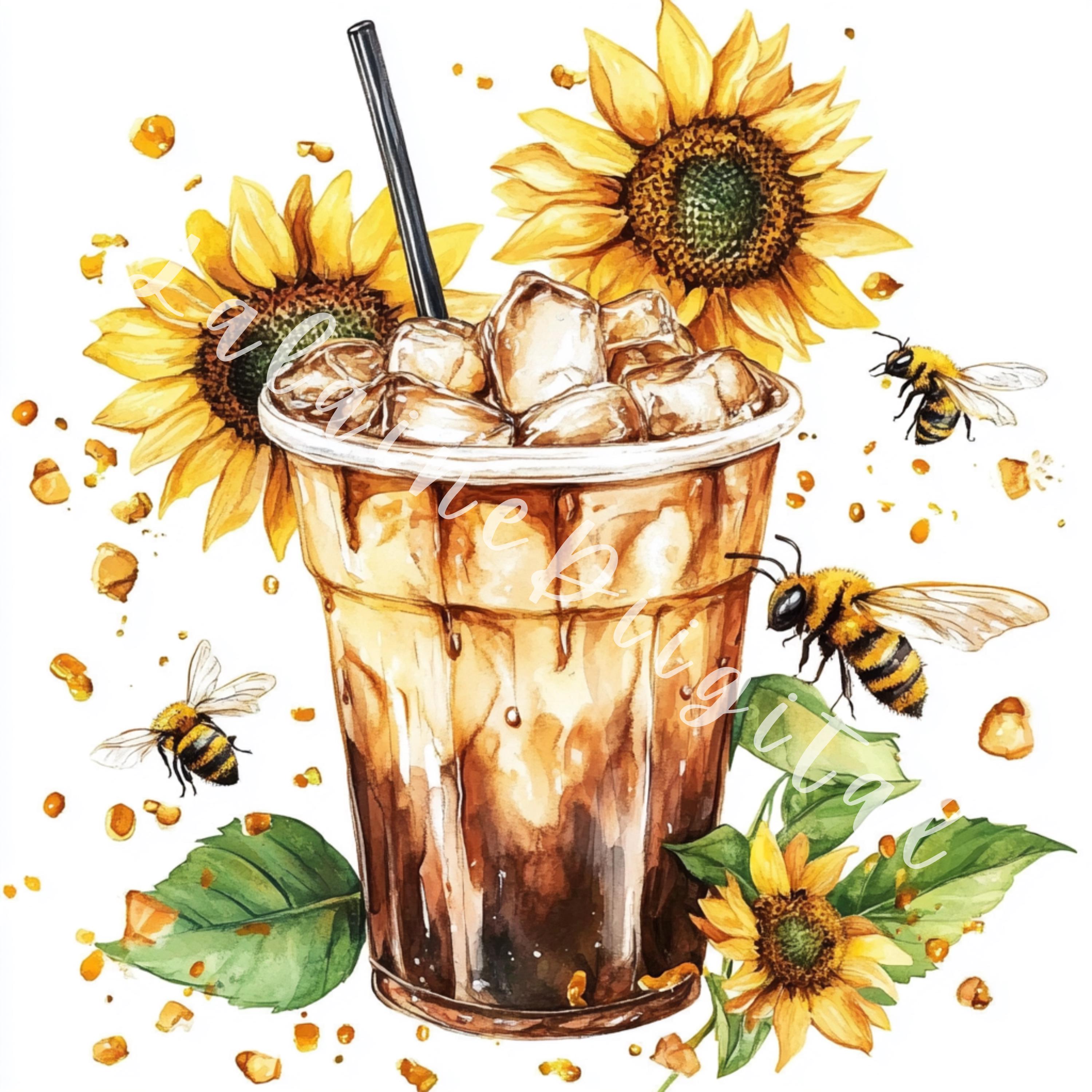 Coffee Bee Clipart, Whimsical Honey Bee, High Quality, 300 DPI, Clip ...