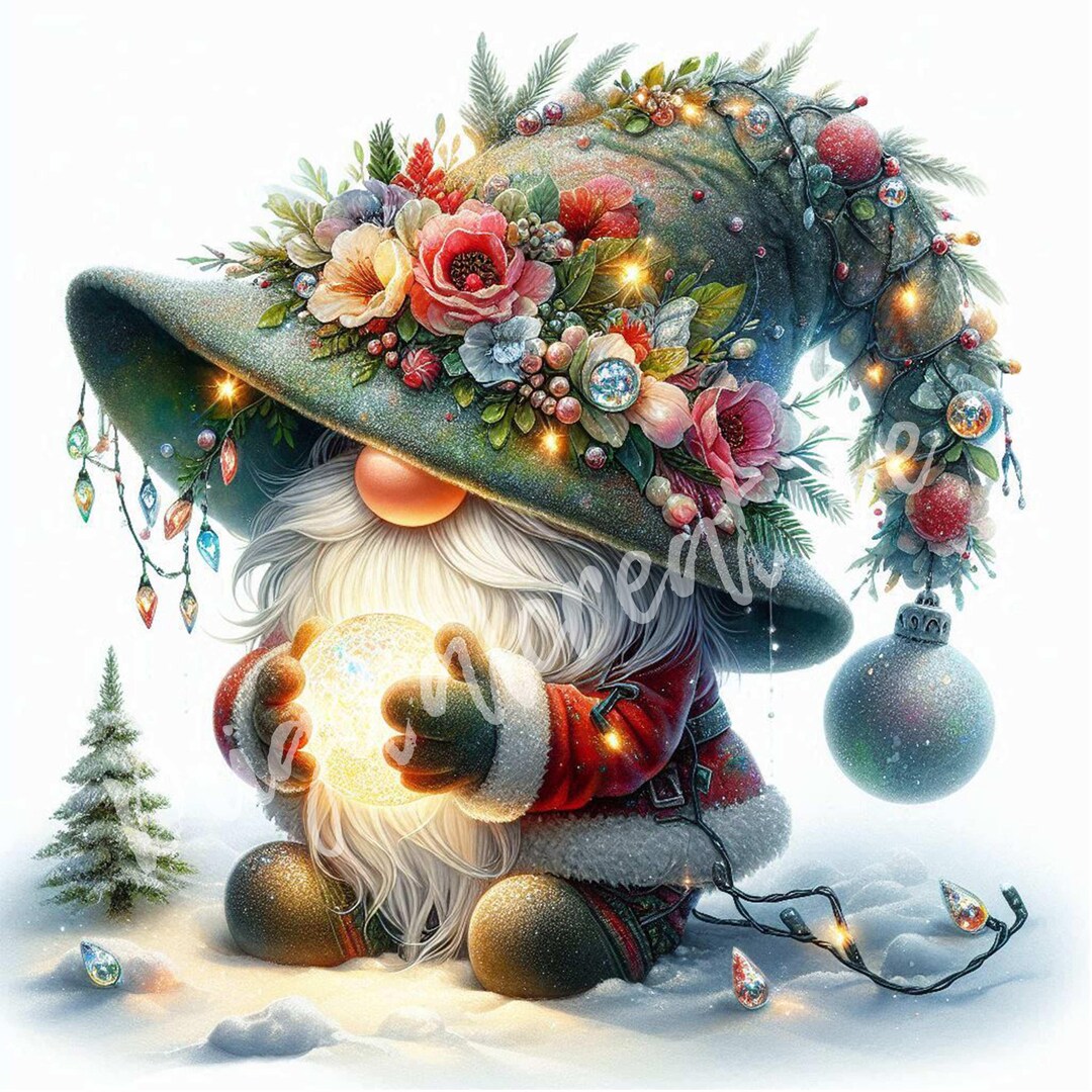Vibrant Rainbow Gnome Christmas Clipart 10 High Quality 300 DPI Jpegs ...