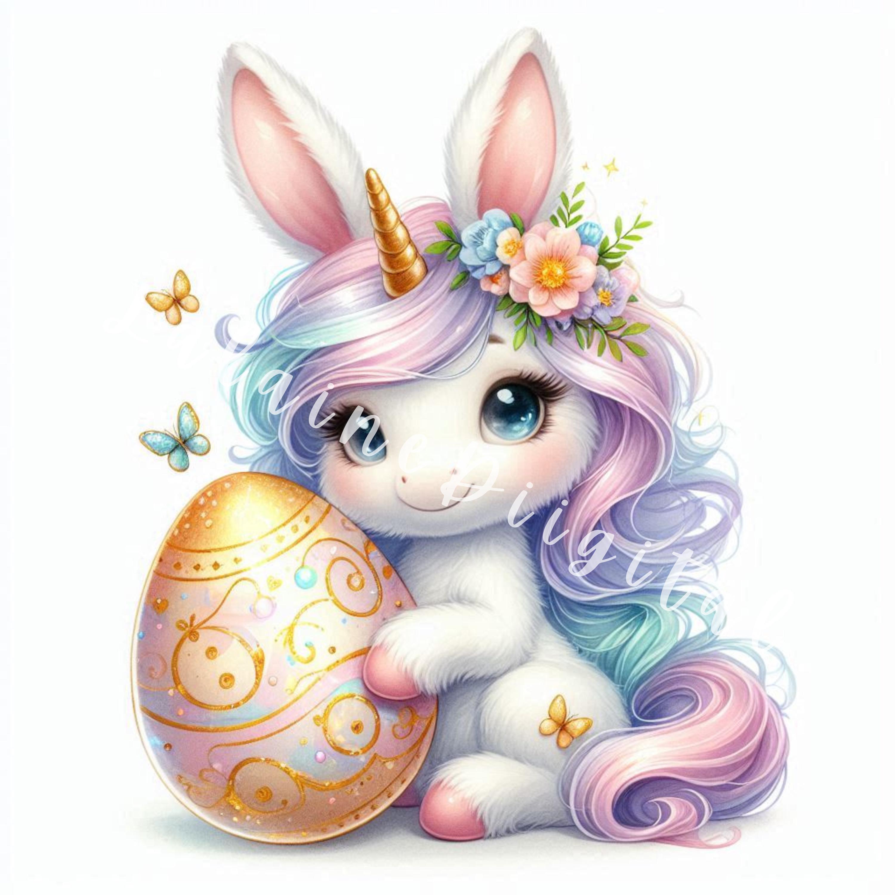 Baby Bunny Unicorn Easter Clipart, High Resolution, Jpegs, 300 DPI ...