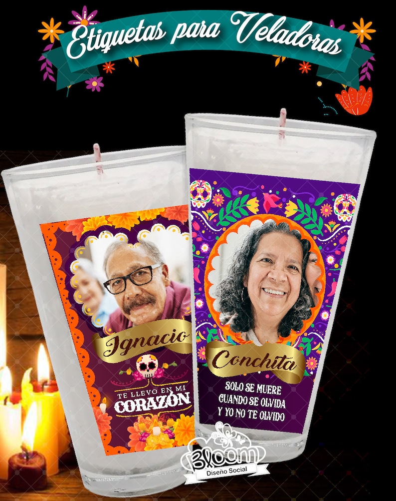 Candle Labels, Customizable, Editable Day of the Dead PNG - Etsy