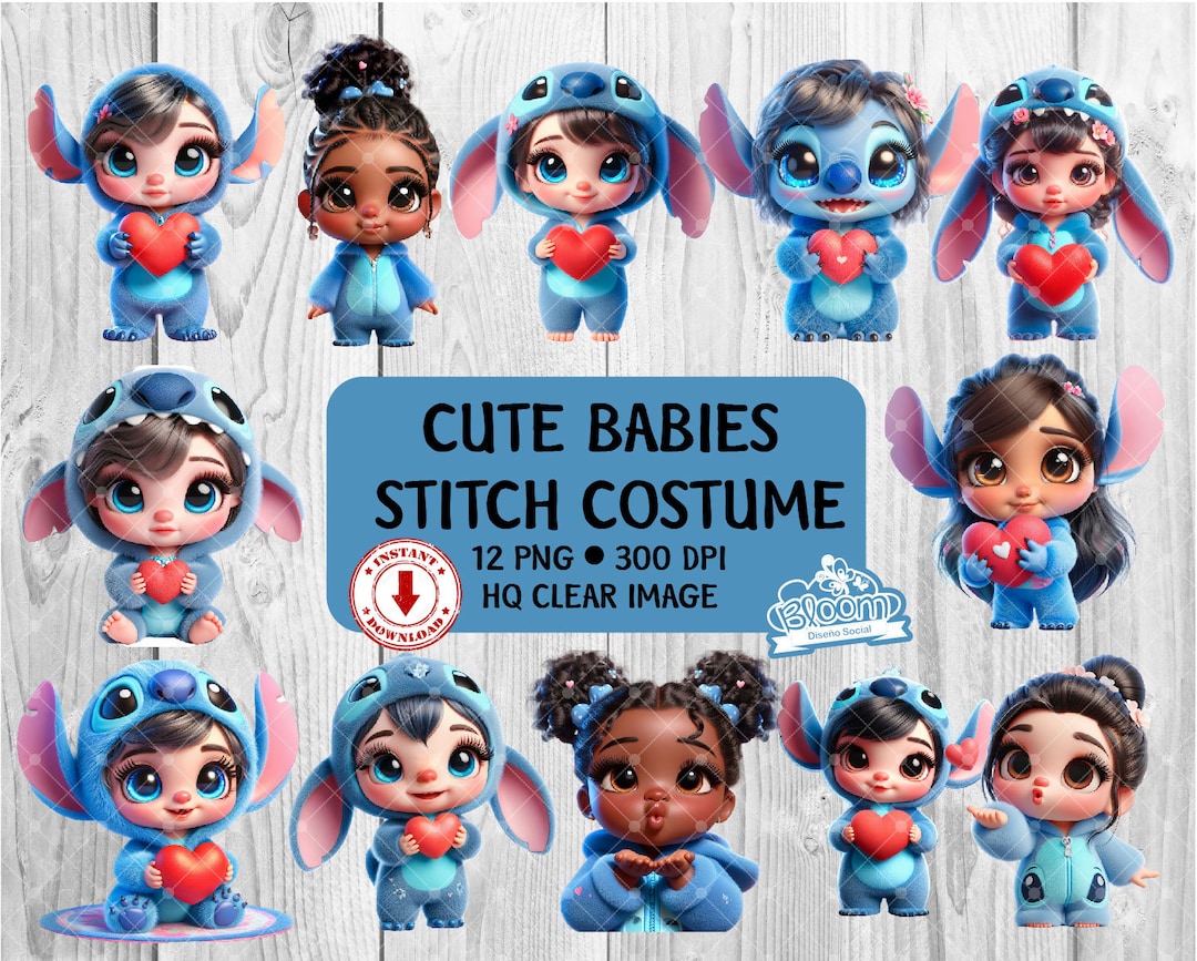 Cute Babies Stitch Costume Clipart PNG Cute Babies Stitch Costume PNG ...