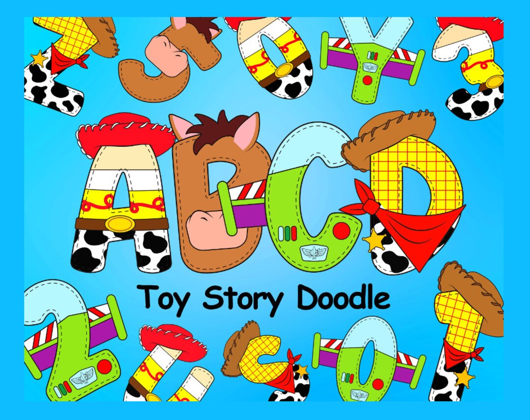 Toy Story Doodle Alphabet Woody Character Alphabet Buzz - Etsy
