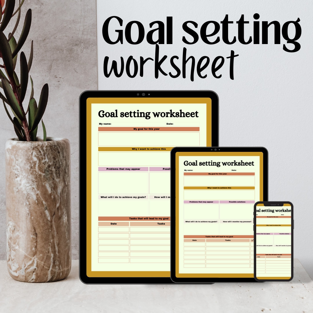 Goal Setting Worksheet, Planner, Digital Planner, Weekly Planner ...