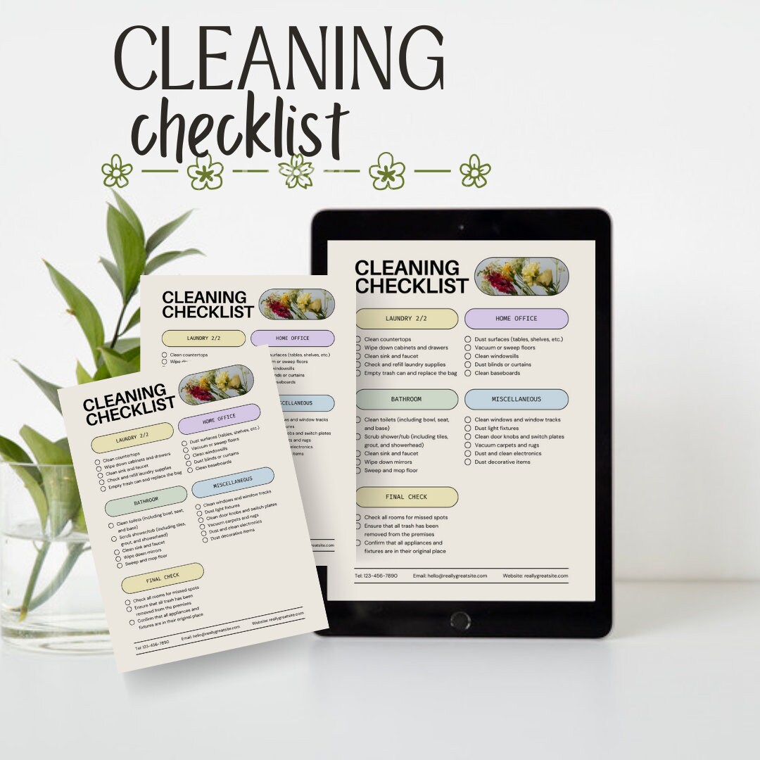 Cleaning Checklist, Checklist, Planner, Digital Products, - Etsy