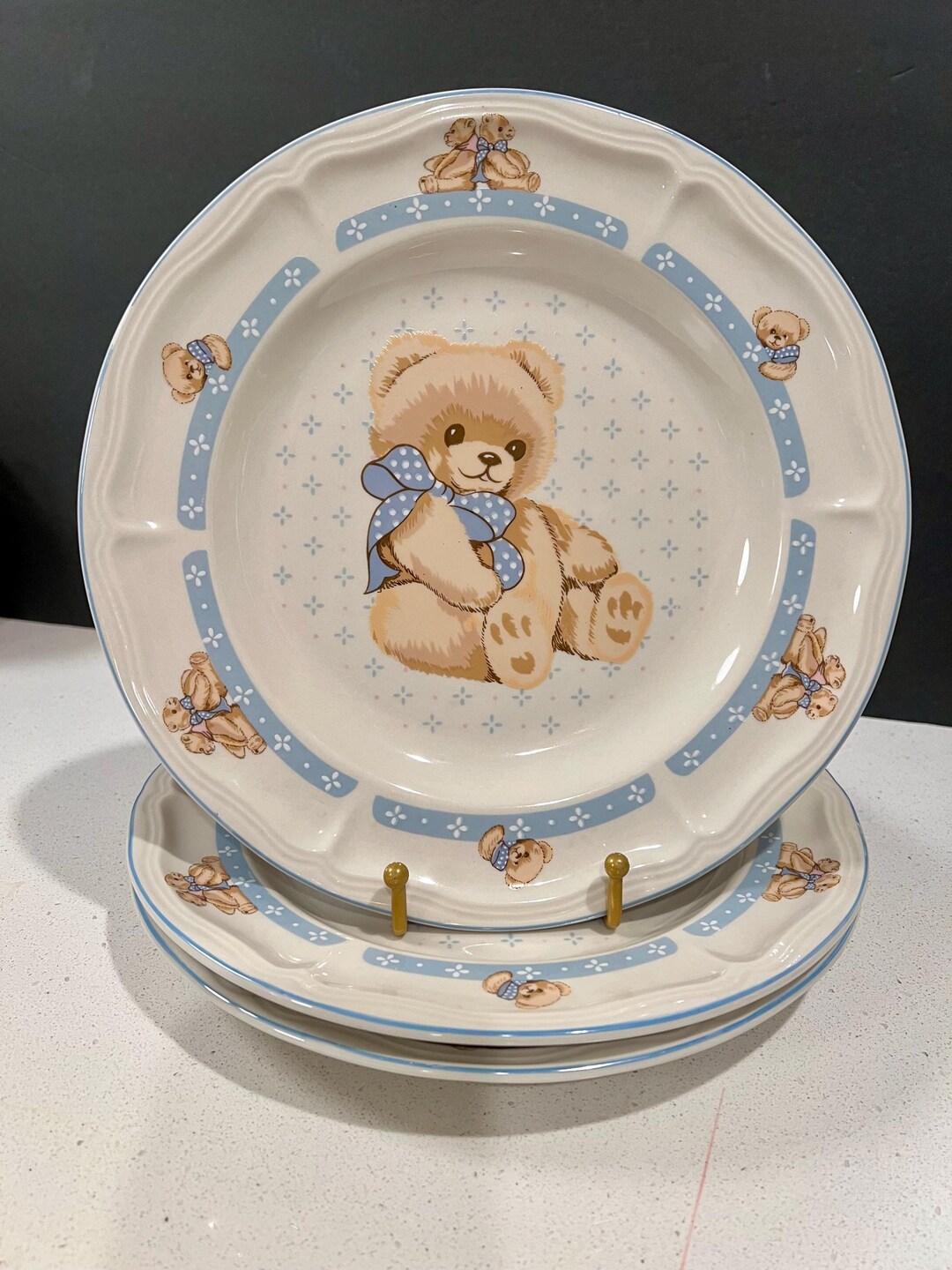 Vintage Country Bear Tienshan Set of 3 Dinner Plates 10.75" // Teddy ...