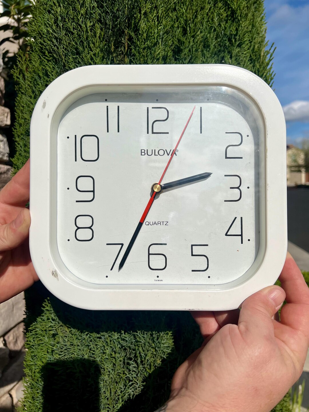 Vintage 1980s Bulova Quartz Square Wall Clock Junghans Like Minimalism ...
