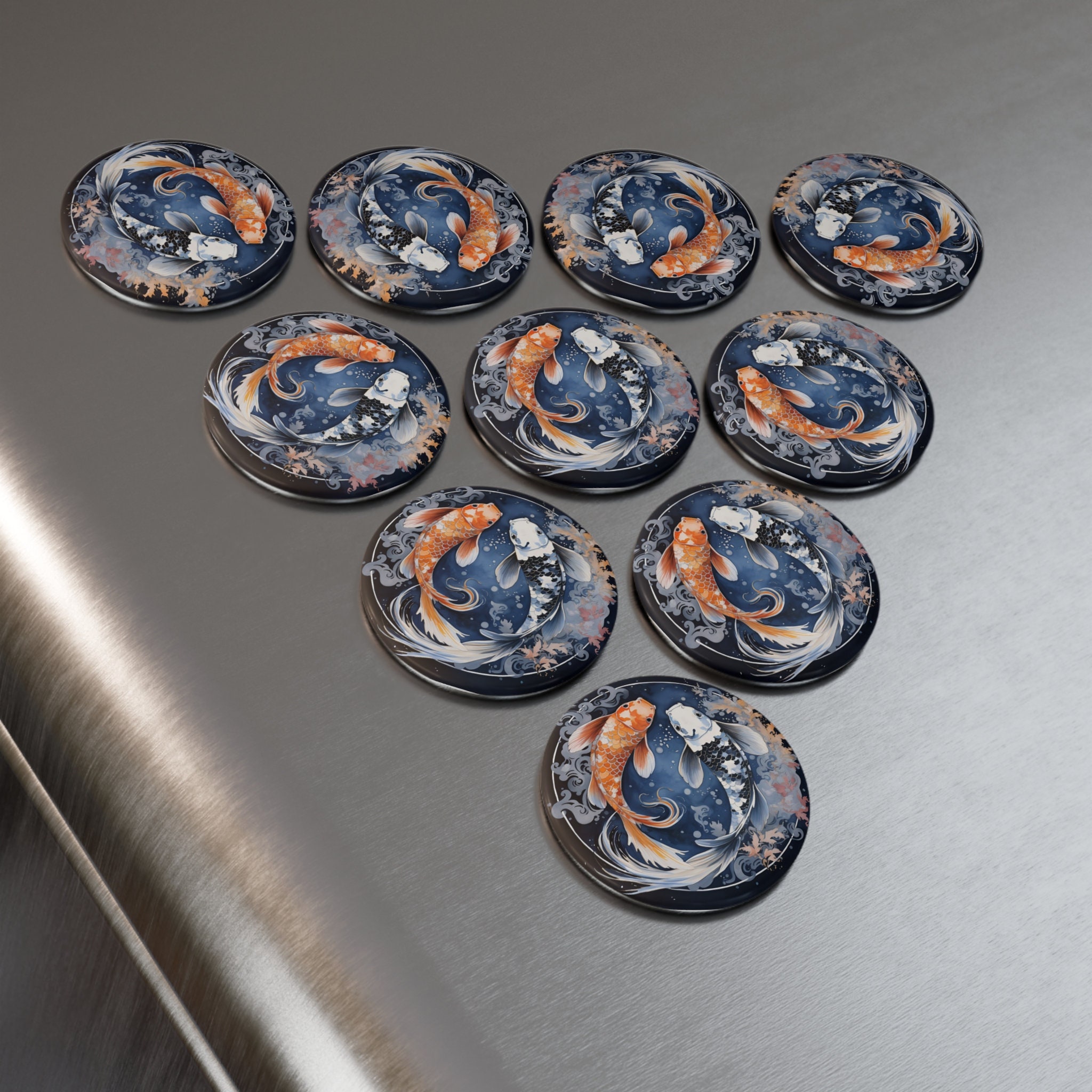 Koi Fish Magnet, Colorful Fridge Magnet, Round Kitchen Magnet - Etsy