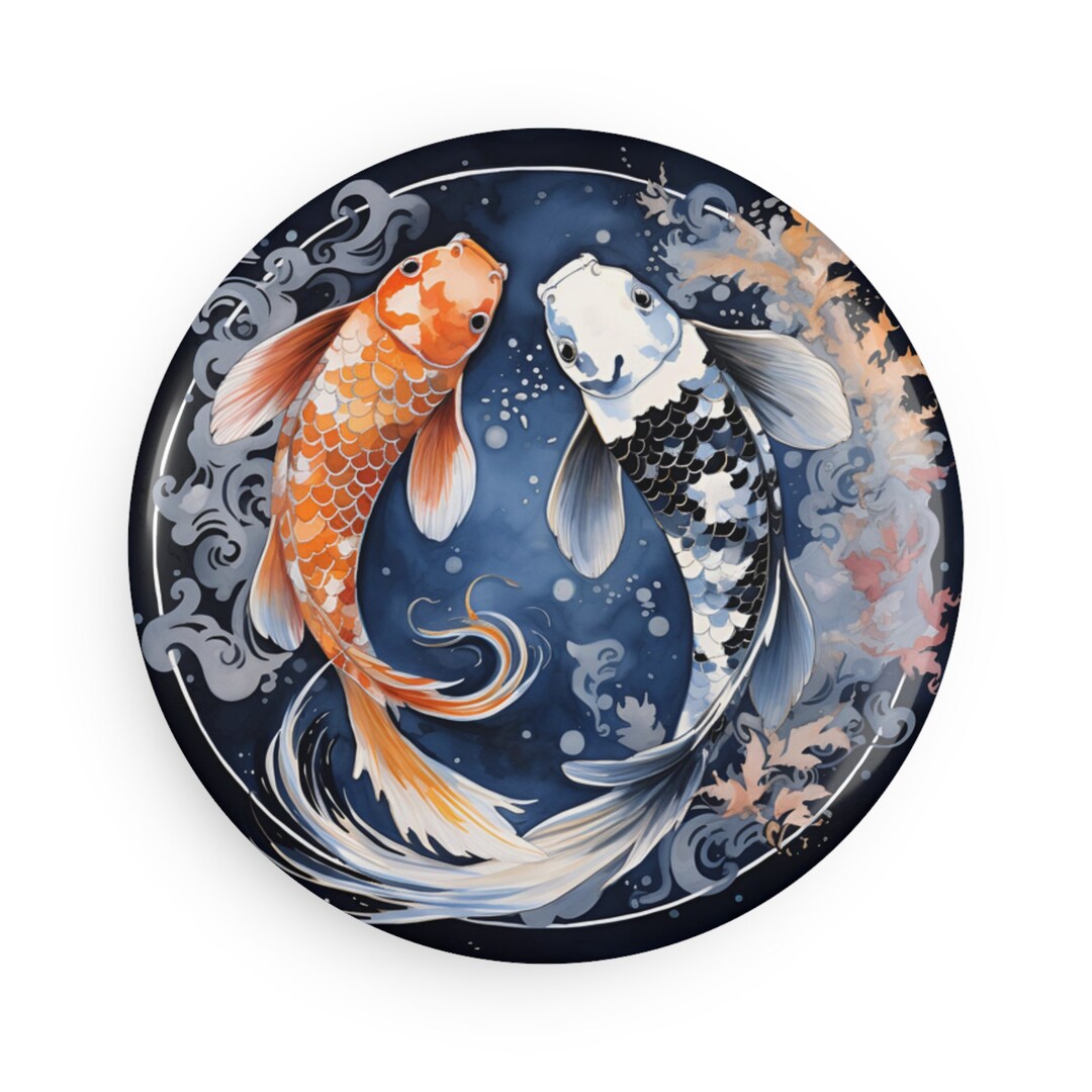 Koi Fish Magnet, Colorful Fridge Magnet, Round Kitchen Magnet - Etsy
