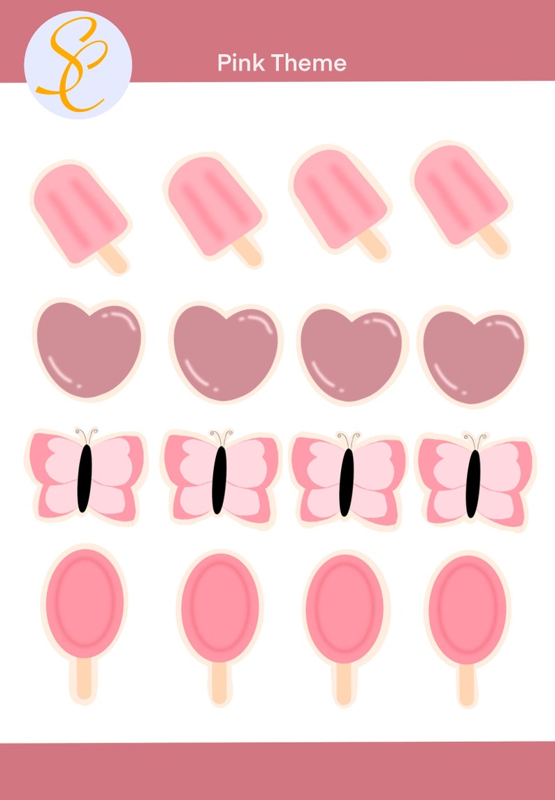 Pink Theme Digital/printable Sticker Sheet - Etsy