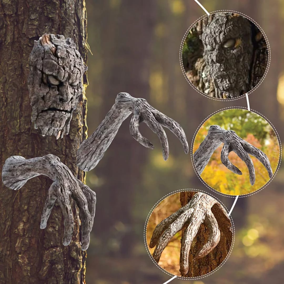 Halloween Tree Bark Face Scary Face Sculpture Garden - Etsy