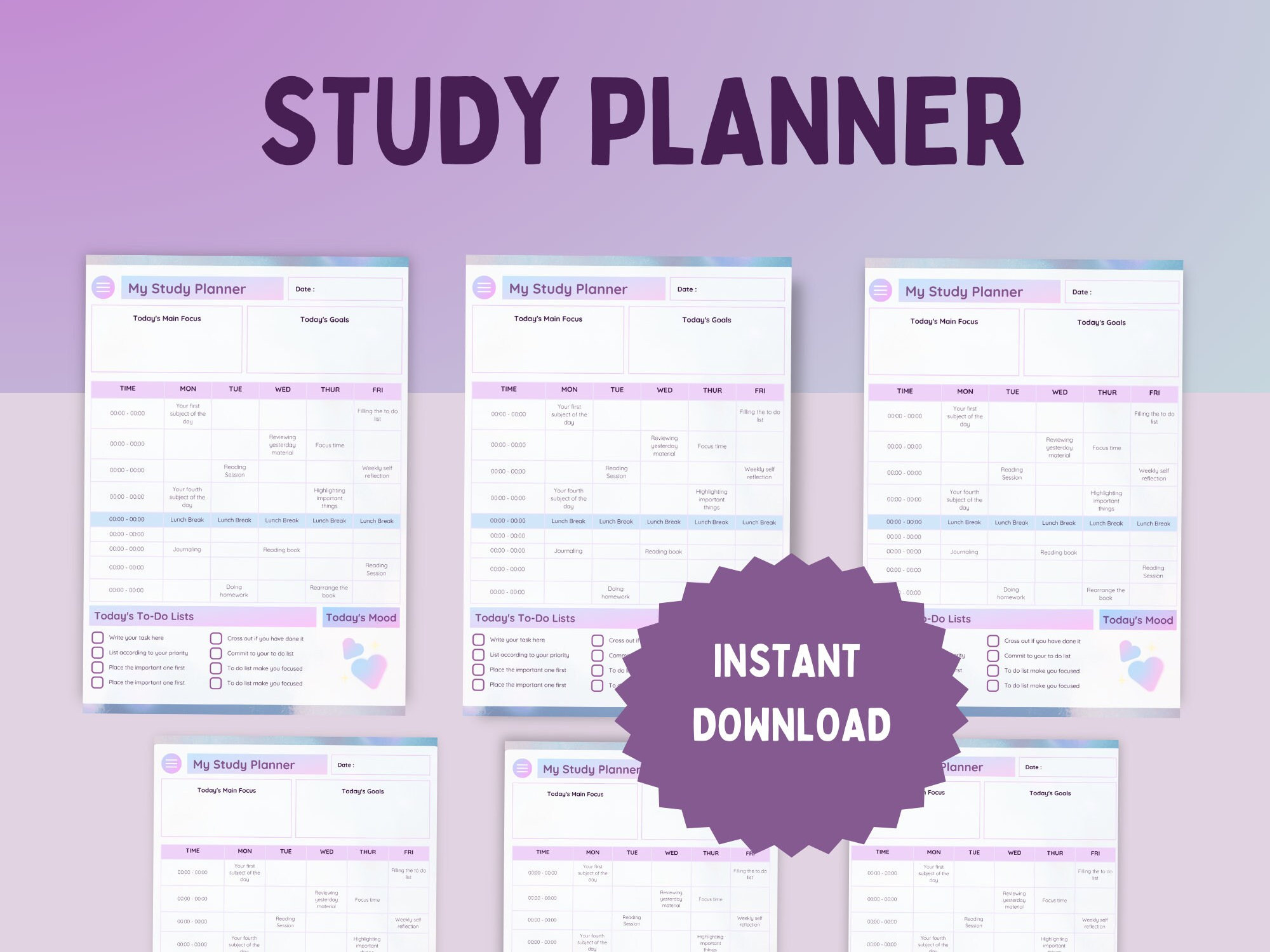 Study Planner|academic Planner|student Planner|homework Planner|weekly ...