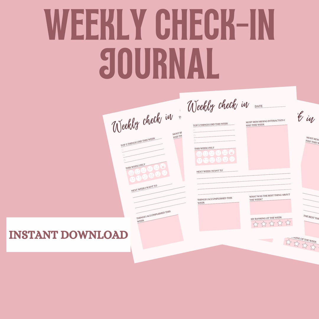 Weekly Check-in Journal|positivity Check-in|accomplishment Diary|weekly Journal Page|positivity ...