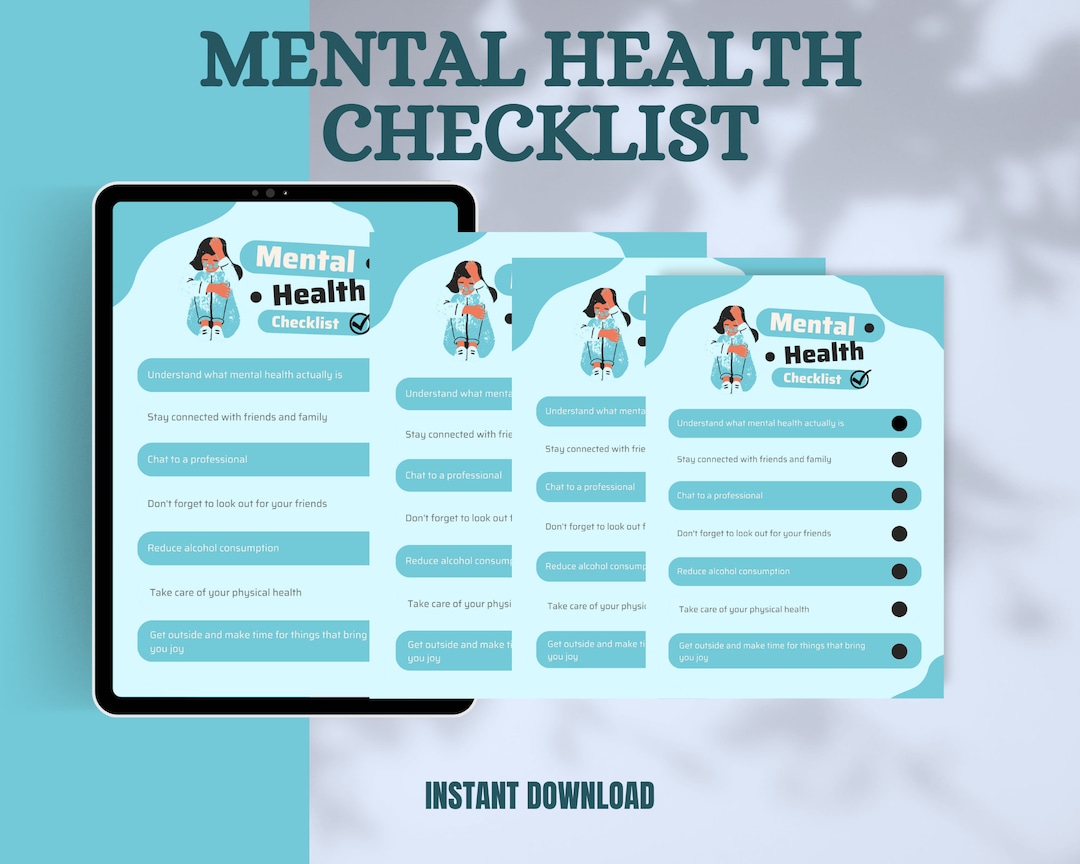 Mental Health Checklist|mental Health|health Checklist|wellness Journal ...
