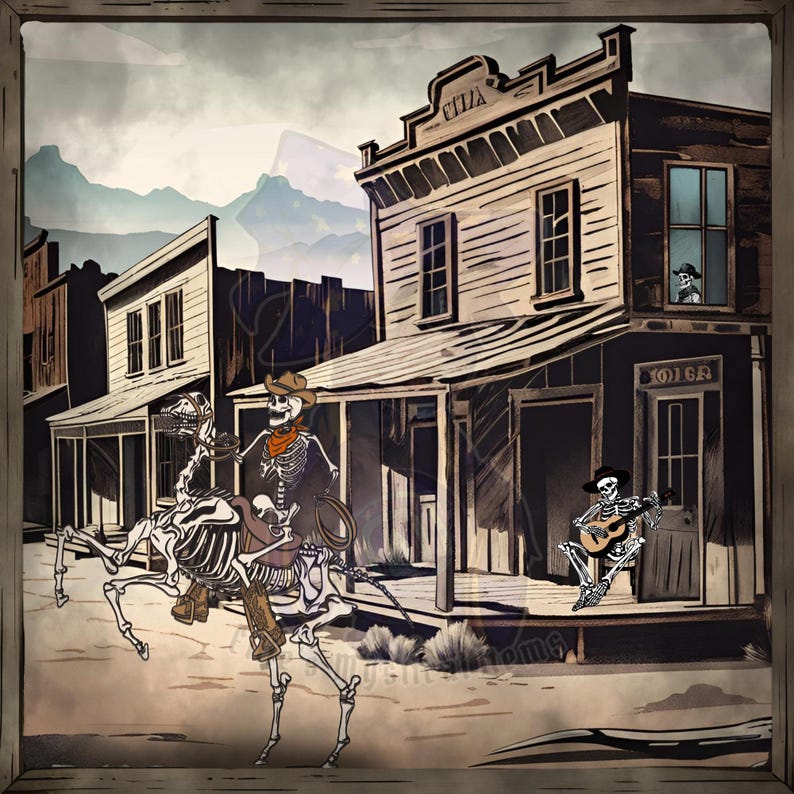 Cowboy Skeleton Halloween Png Graphic and Print, Digital Download ...