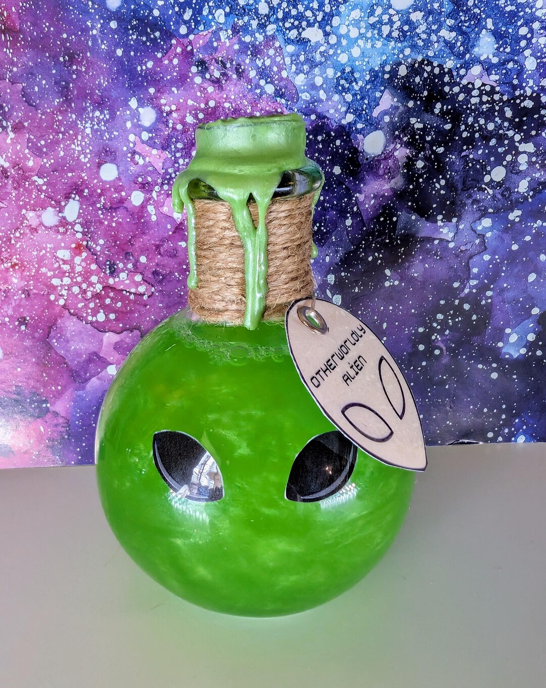 Alien Space Green Potion Bottle Apothecary, Cosmic Bookshelf Decor ...