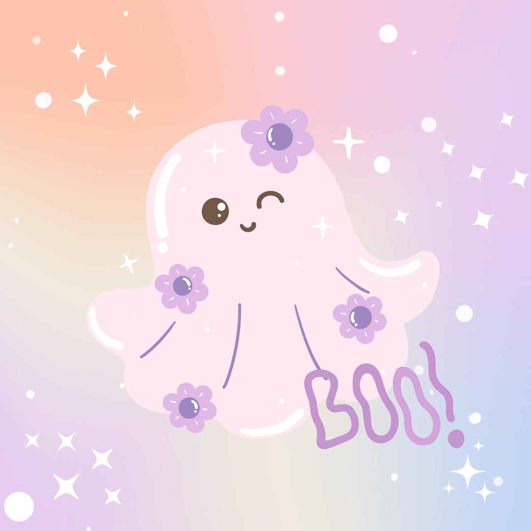 Flower Ghost Halloween Png Graphic and Print, Digital Download, Clipart ...