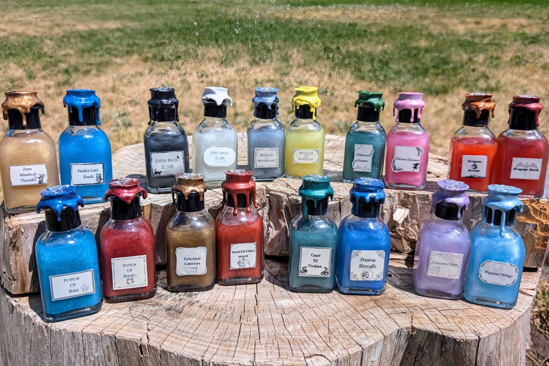 Magical Small Set of 2 Potion Bottle Apothecary, Fantasy Mythical ...